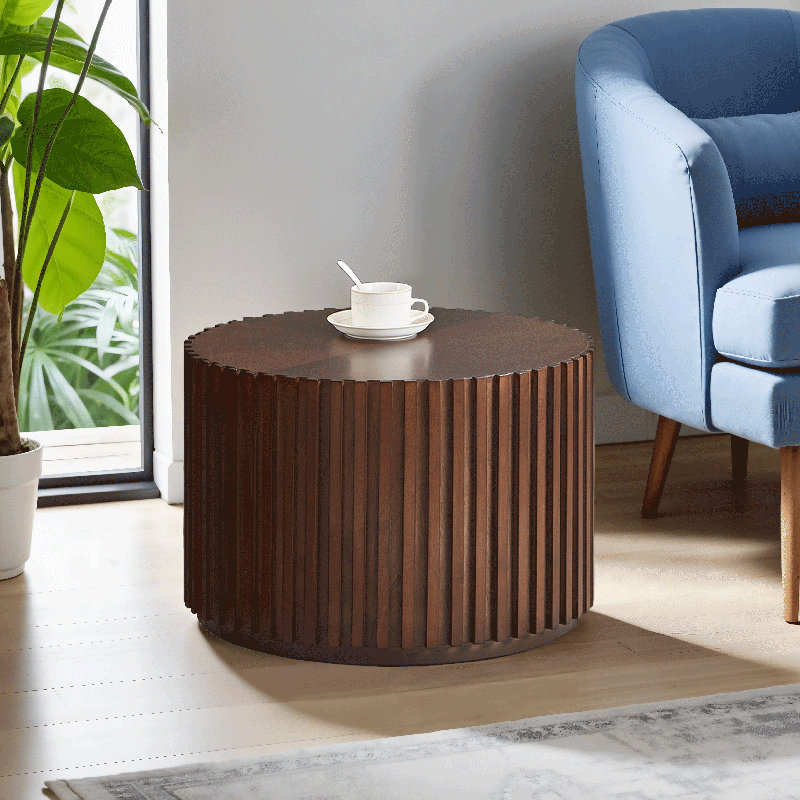 Round wood drum end table store